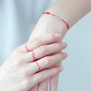 14K Gold Couple Promise Rings, Red String of Fate, Waterproof Ring, 2mm ...