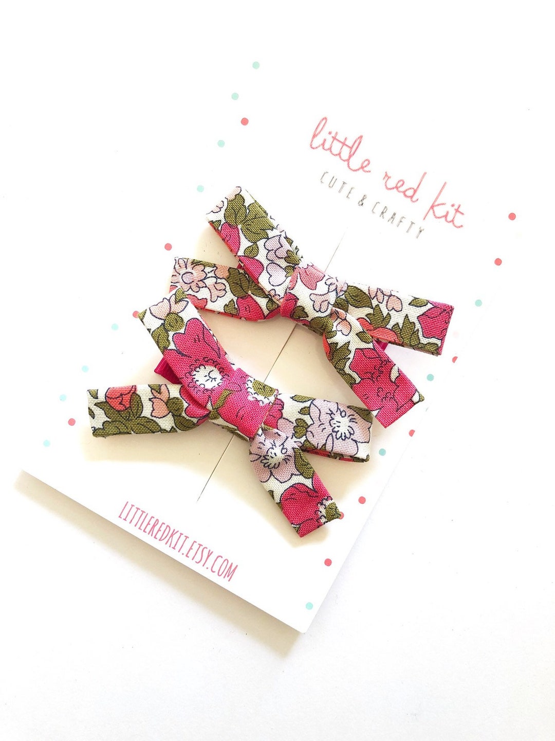 COTTAGE GARDEN PINK Floral Hand Tied Bow. Liberty of London Fabric Hair ...