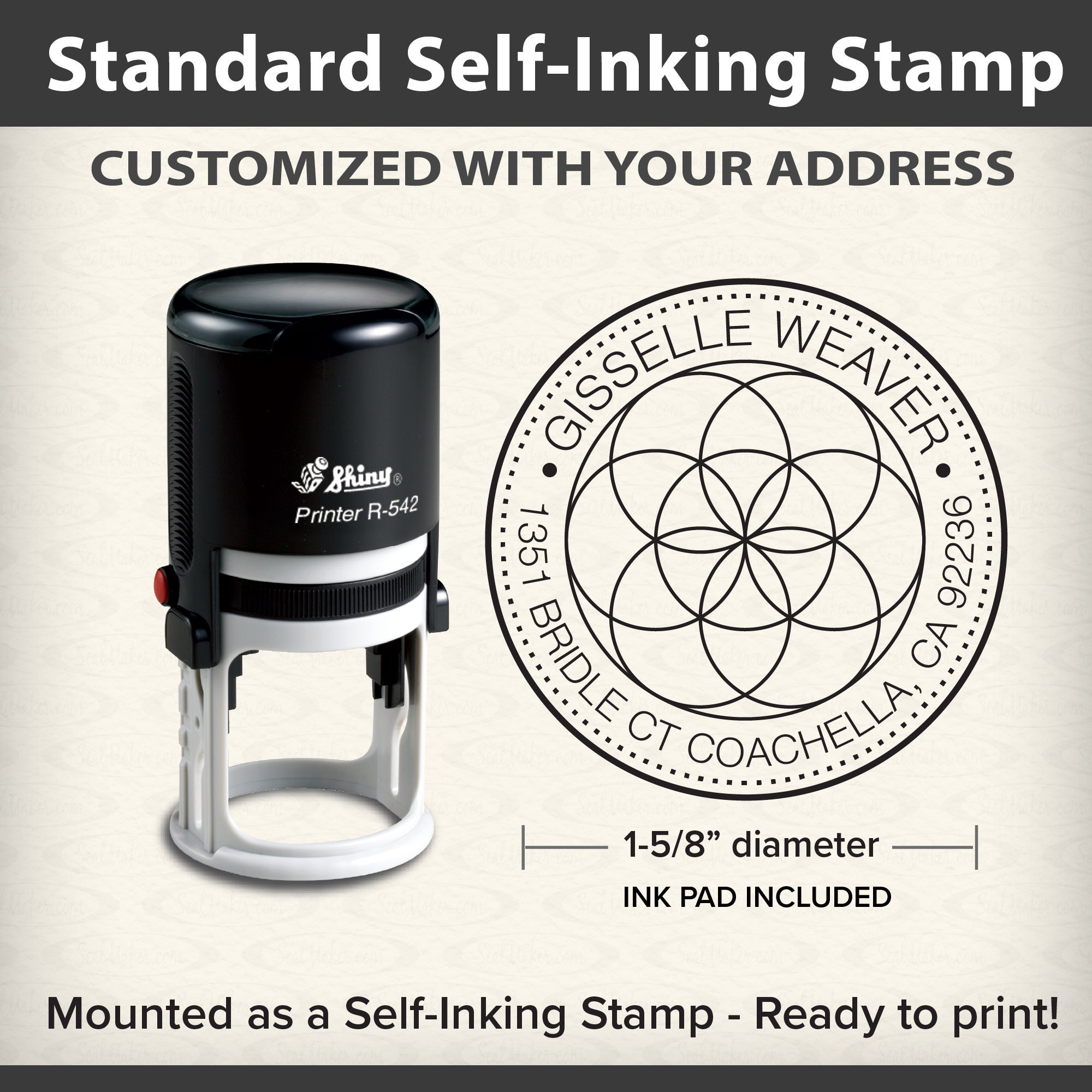 Custom Address Stamp seed of Life - Etsy