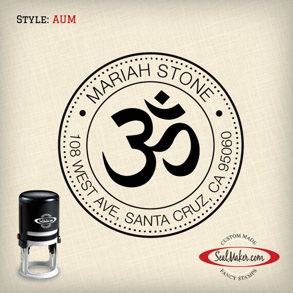 Custom Address Stamp Self Inking Stamp aum Om | Etsy
