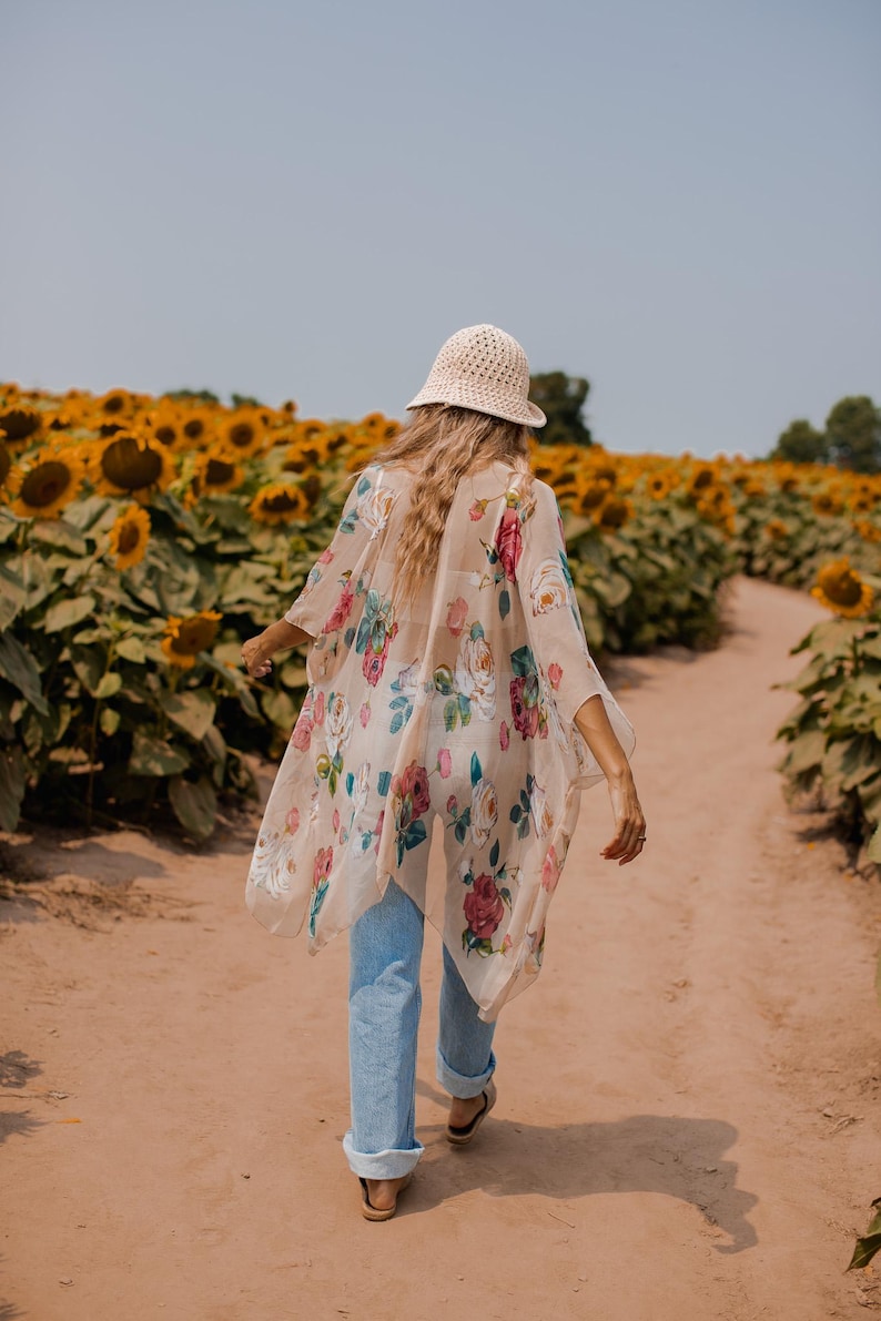 Spell Kimono - SAND - Boho Kimono Beach Cover Up, Bohemian,shawl, Long ...