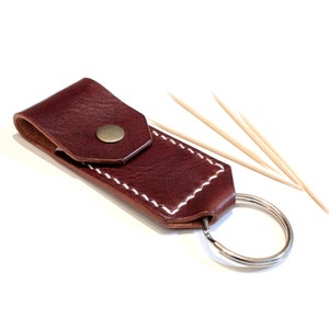 Minimalist Leather Keychain Toothpicks Holder, Handmade Leather Case ...