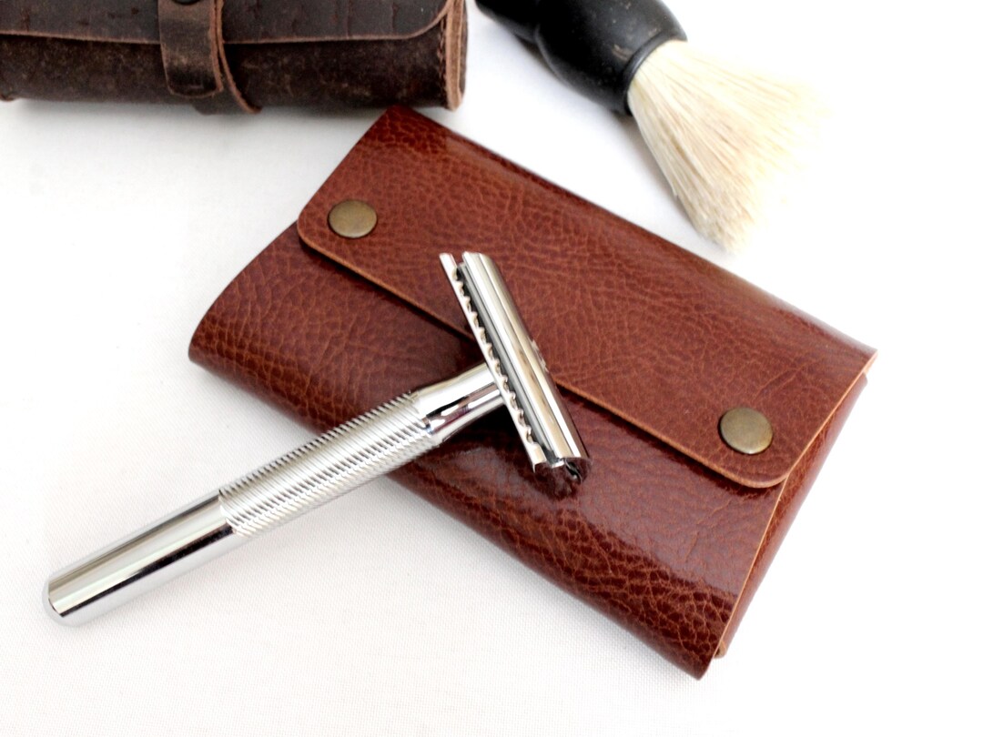 Handmade Leather Shaving Kit Holder, Grooming Gift for Men, Leather ...