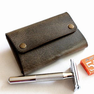 Handmade Leather Shaving Kit Holder, Grooming Gift for Men, Leather ...