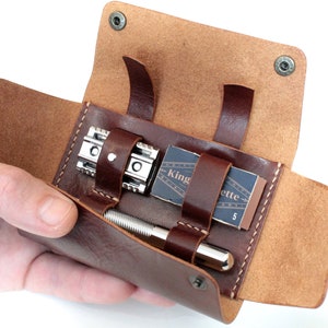 Handmade Leather Shaving Kit Holder, Personalized Grooming Gift for Men ...