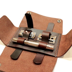 Handmade Leather Shaving Kit Holder, Grooming Gift for Men, Leather ...
