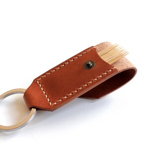 Minimalist Leather Keychain Toothpicks Holder, Handmade Leather Case ...
