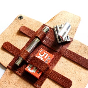 Handmade Leather Shaving Kit Holder, Grooming Gift for Men, Leather ...