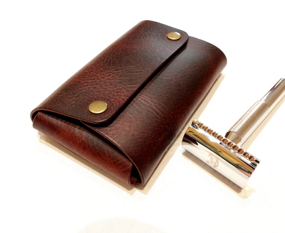 Handmade Leather Shaving Kit Holder, Grooming Gift for Men, Leather ...