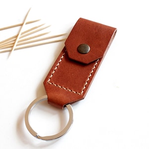 Minimalist Leather Keychain Toothpicks Holder, Handmade Leather Case ...