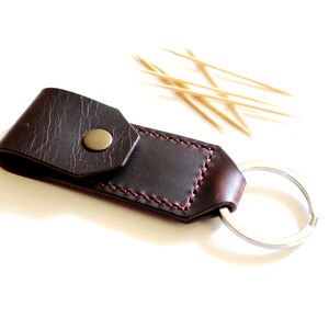 Minimalist Leather Keychain Toothpicks Holder, Handmade Leather Case ...