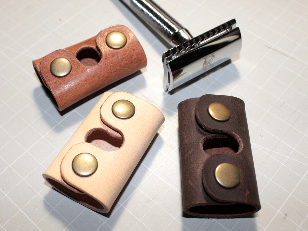 Minimalist Leather Safety Razor Cover, Personalized Razor Case ...