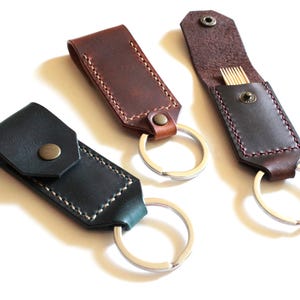 Minimalist Leather Keychain Toothpicks Holder, Handmade Leather Case ...