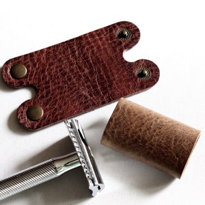 Minimalist Leather Safety Razor Cover, Personalized Razor Case ...