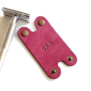 Minimalist Leather Safety Razor Cover, Personalized Razor Case ...