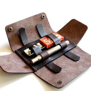 Handmade Leather Shaving Kit Holder, Grooming Gift for Men, Leather ...