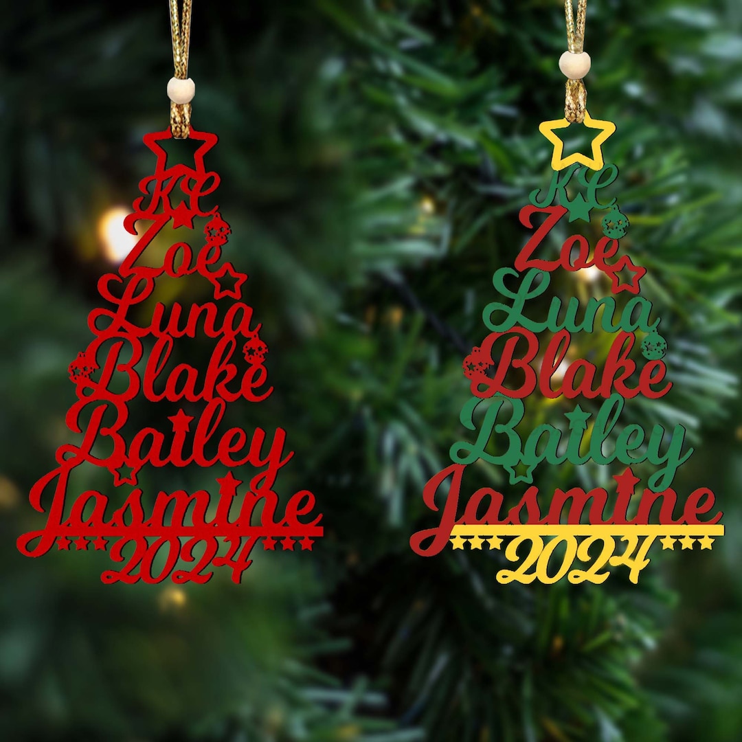 Christmas Tree Name Ornament 2024 Family Ornament - Etsy