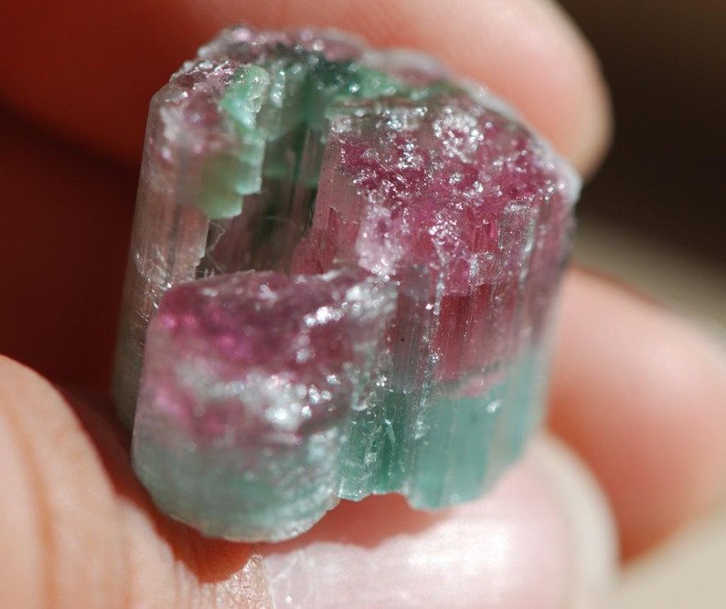 Natural Bicolor Cats Eye Tourmaline Crystal Specimen Etsy