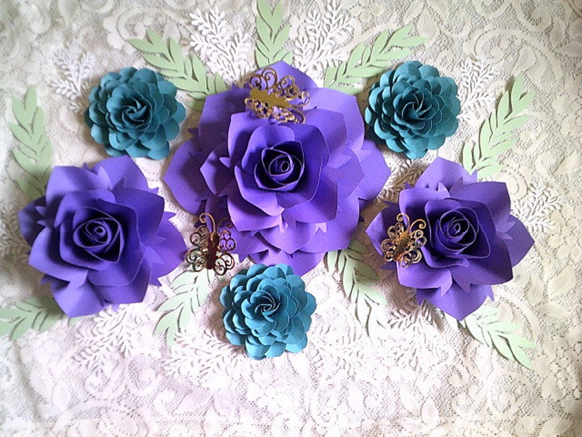 6pc Purple Paper Rose Set/wall Decor/nursery/girls - Etsy