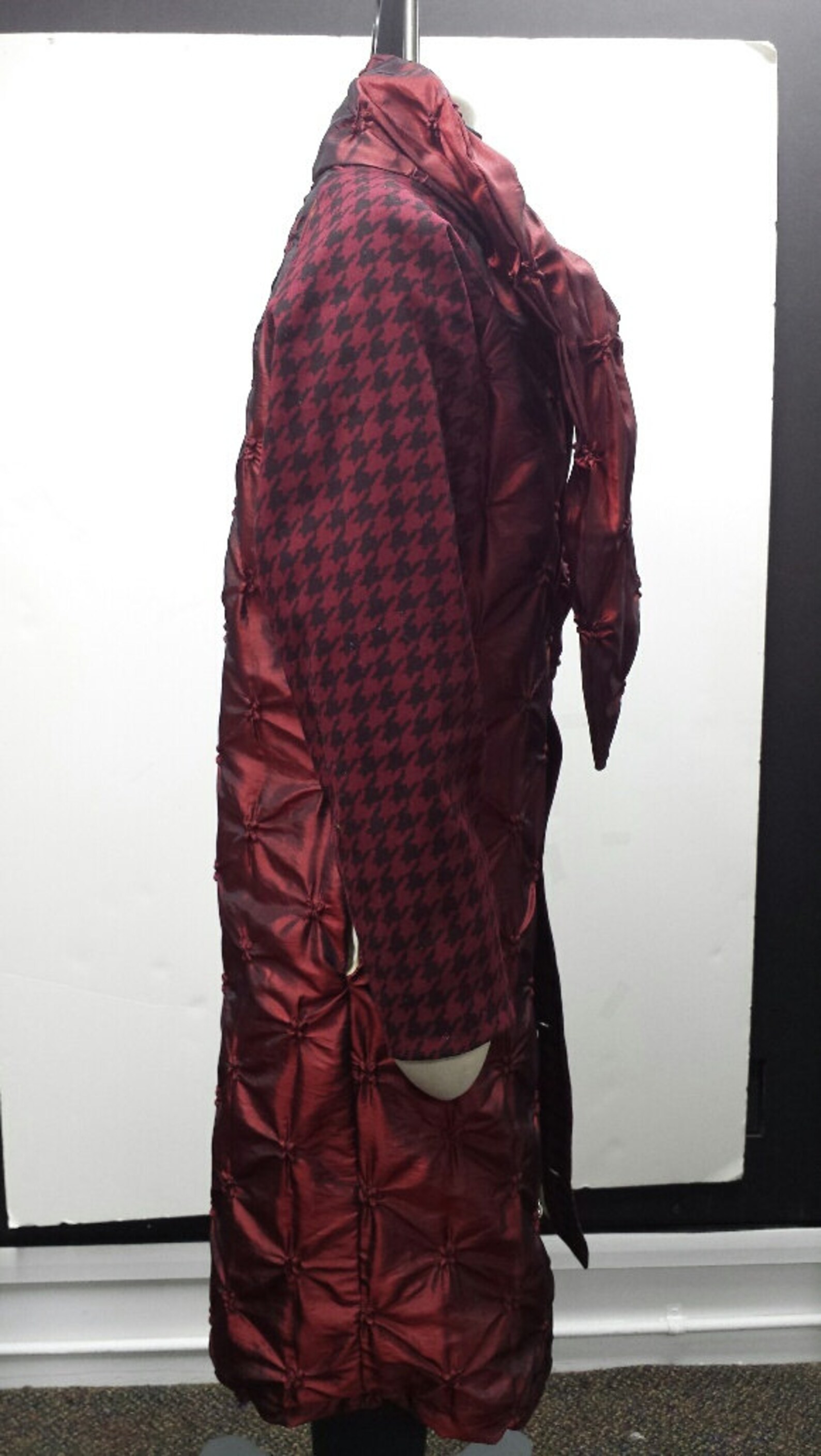 Stunning Red Quilted Long Coat With Built in Scarf Detail - A Runway ...