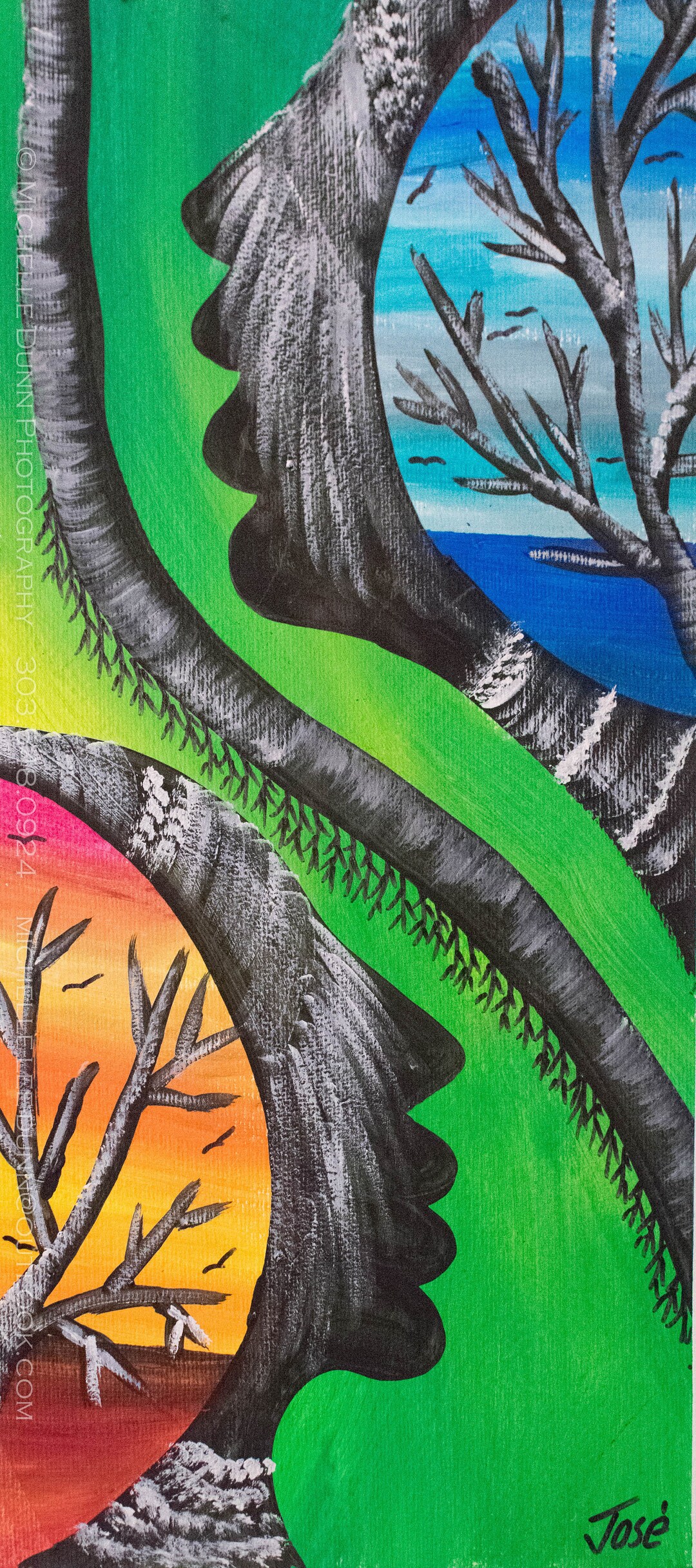 Dynamic Dual Nature Oil Painting - Tribal Faces in Contrasting ...