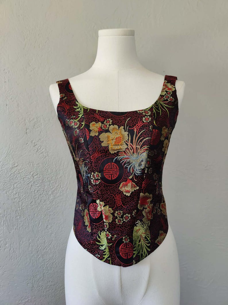 Gigi Clark Asian-inspired Bustier Corset Top With Chrysanthemums ...