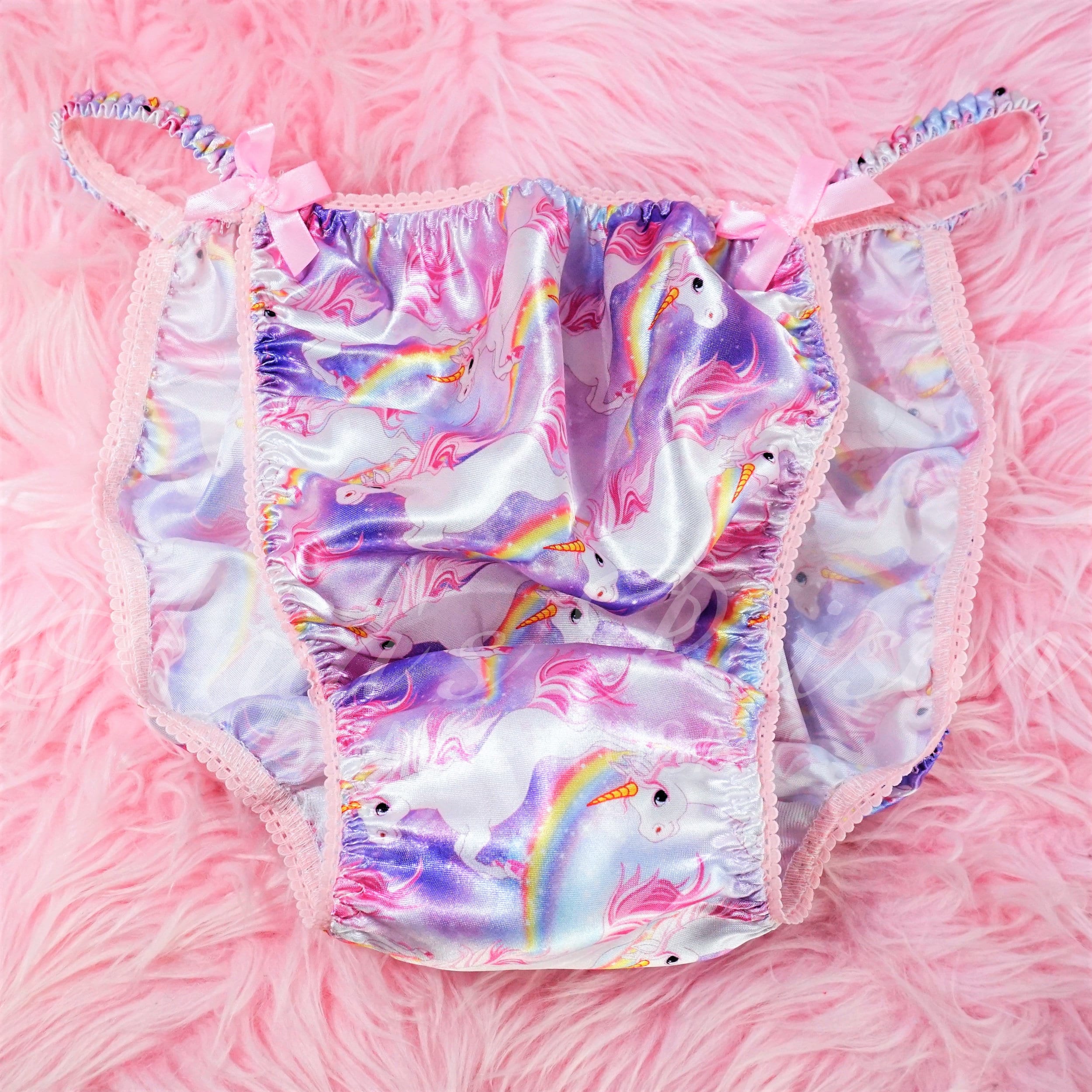 Sissy Satin Panties White Silver Foil Wetlook Mens String Bikini Bra