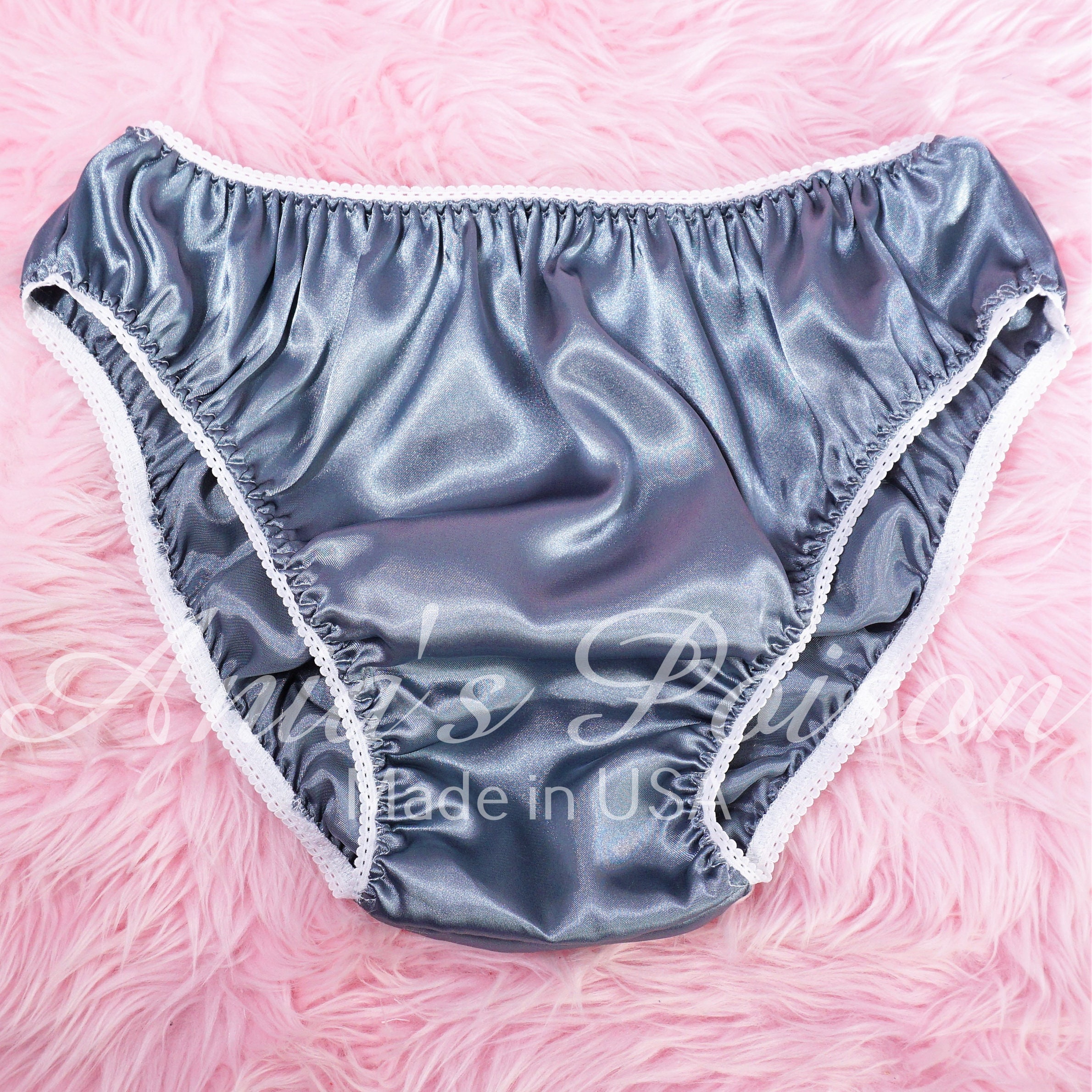 Dusty Blue Gray Shiny Satin Hipster Full Cut Bikini Sissy Mens Etsy