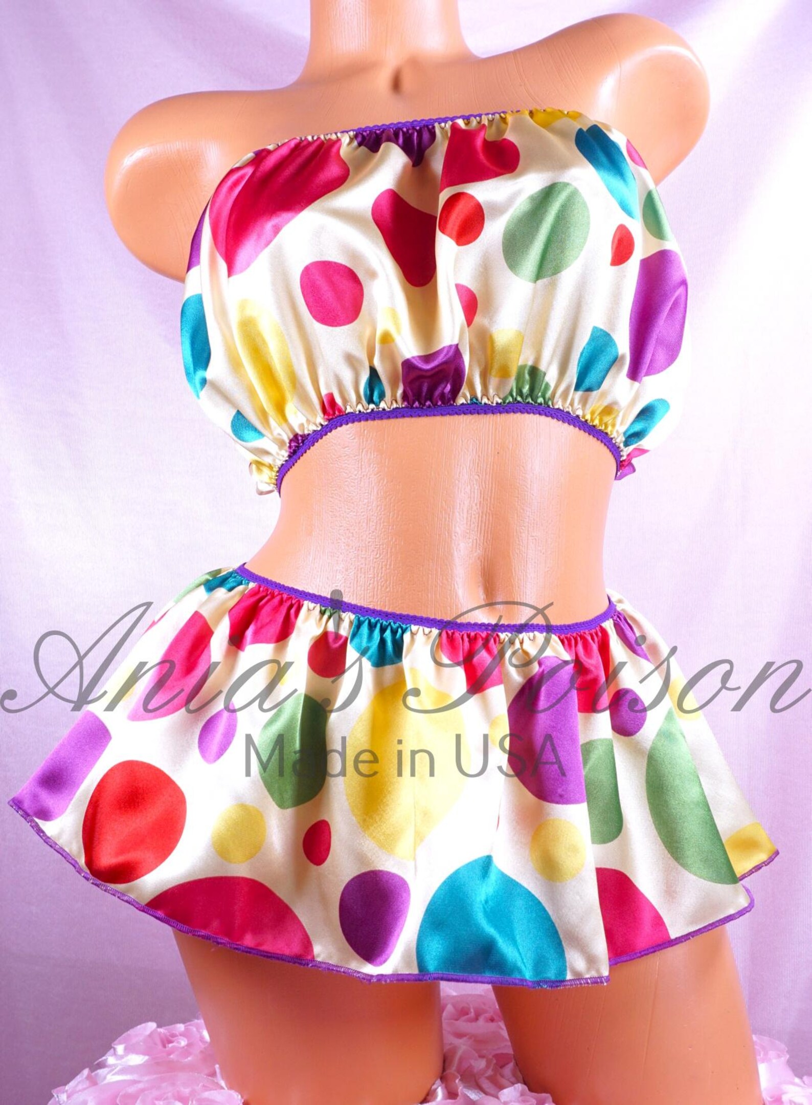 Rainbow Dot Satin Panties Ania's Poison Cut Sissy MENS SATIN Beautiful ...