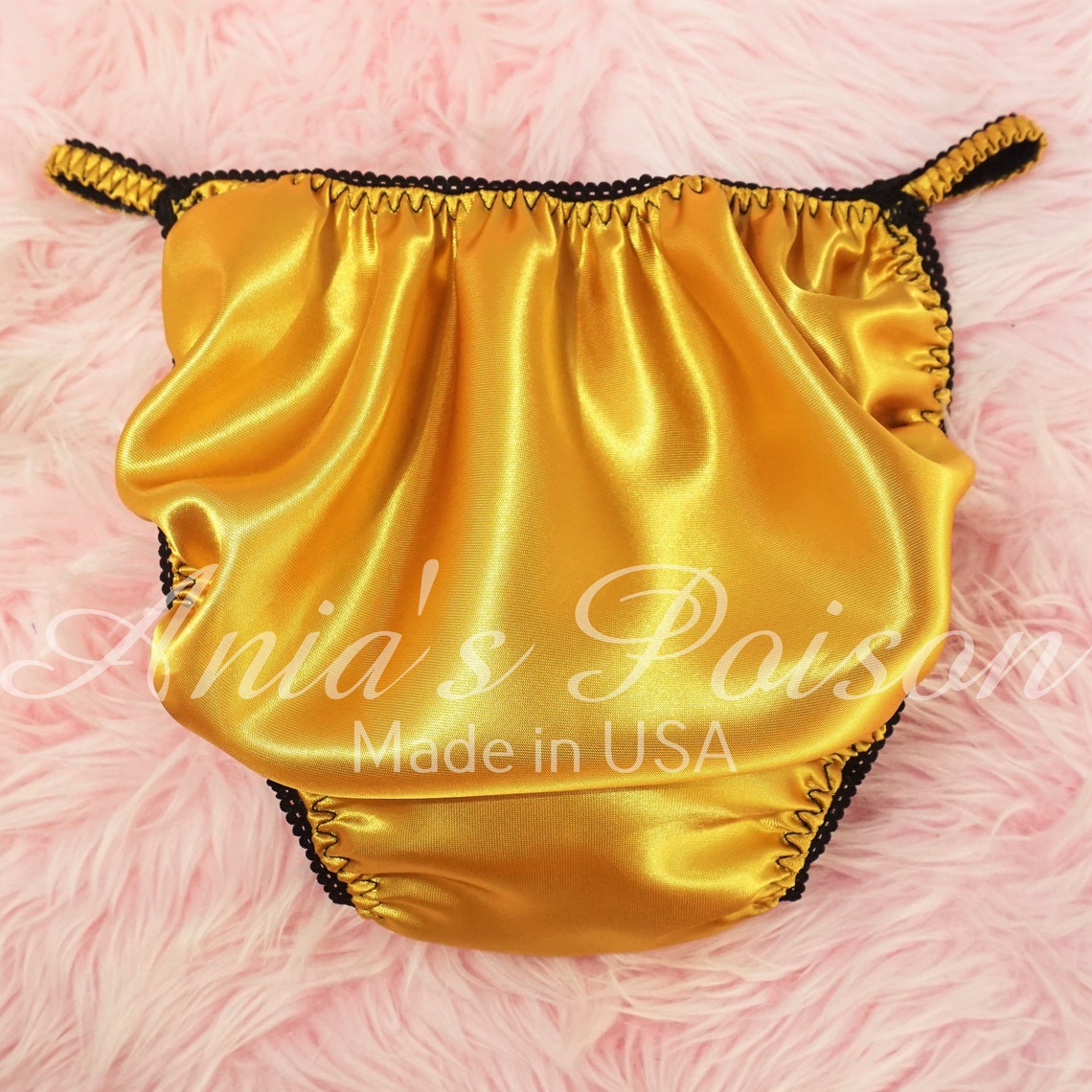 Sissy Satin Panties Wetlook High Gloss Gold Yellow Wetlook Etsy