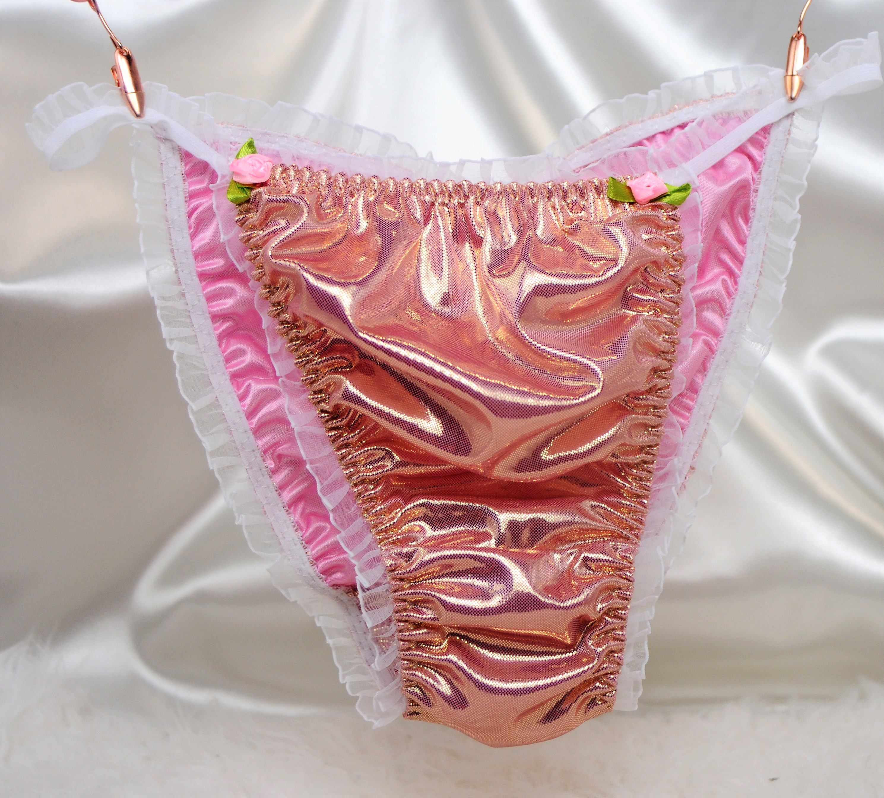 Gorgeous Pink Foil metallic Shiny Ruffled lace trim soft | Etsy