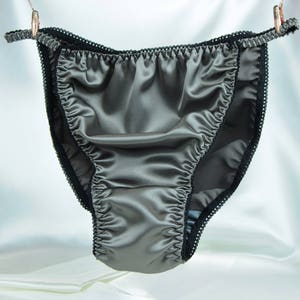 Charcoal Gray Silky SOFT Silky Shiny Wetlook String Bikini - Etsy UK