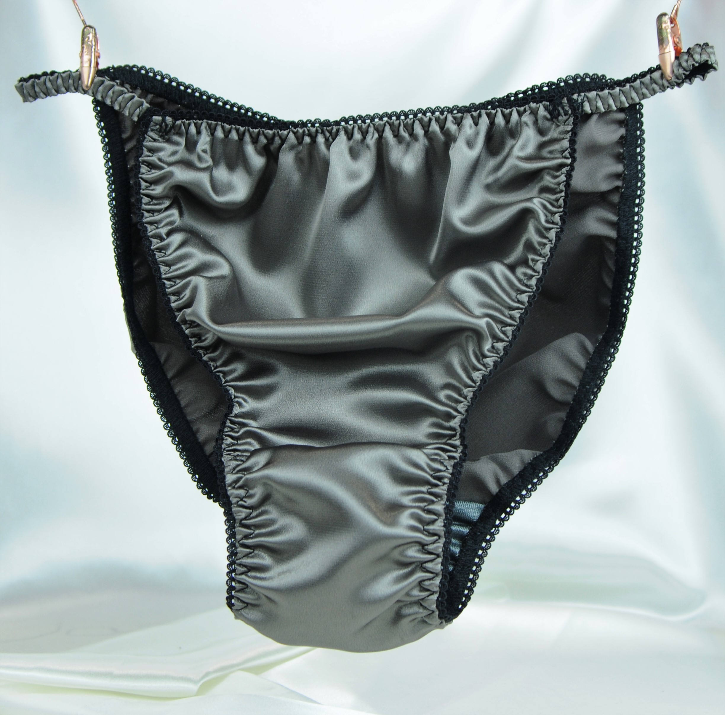 Charcoal Gray Silky Soft Silky Shiny Wetlook String Bikini Etsy Uk