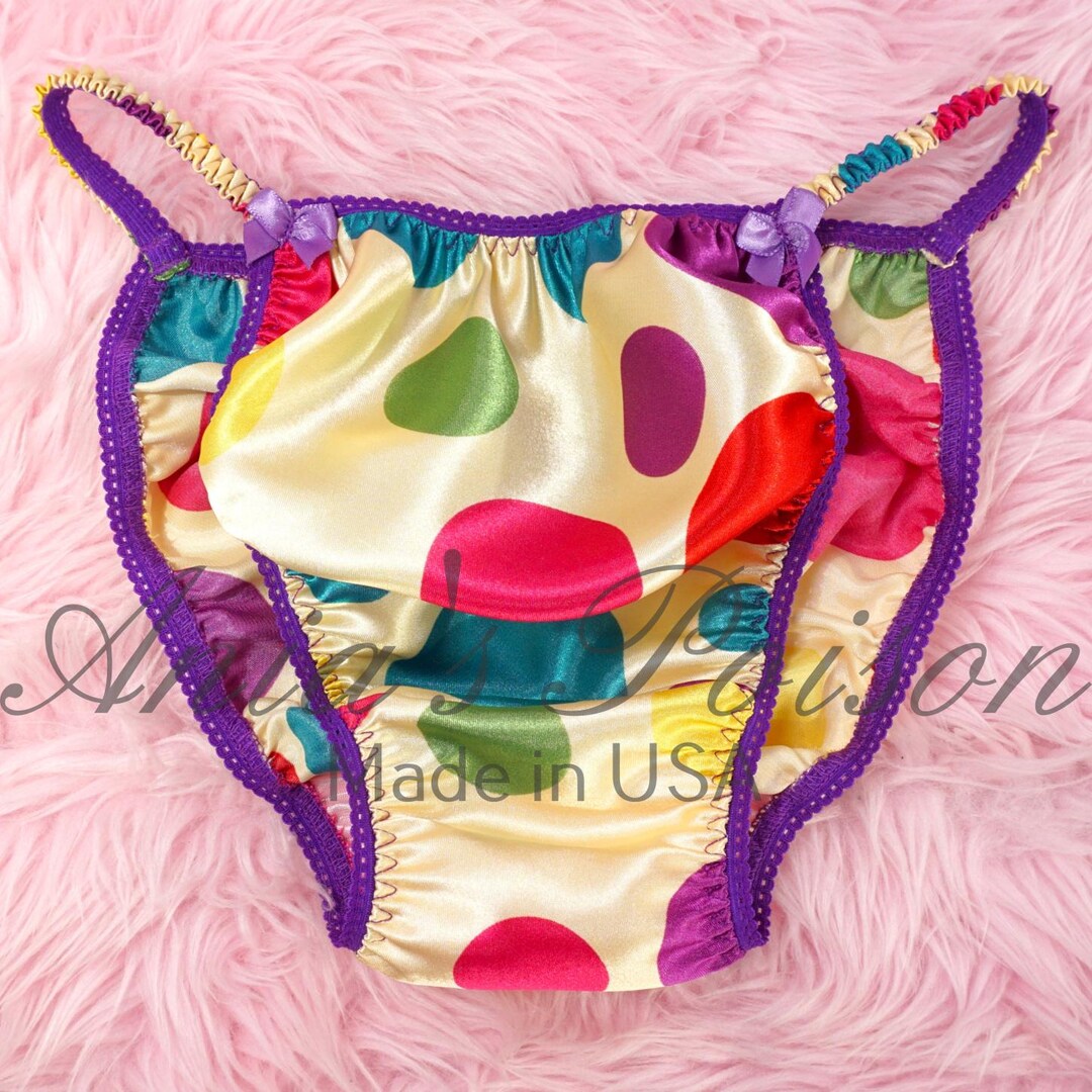 Rainbow Dot Satin Panties Ania's Poison Cut Sissy MENS SATIN Beautiful ...