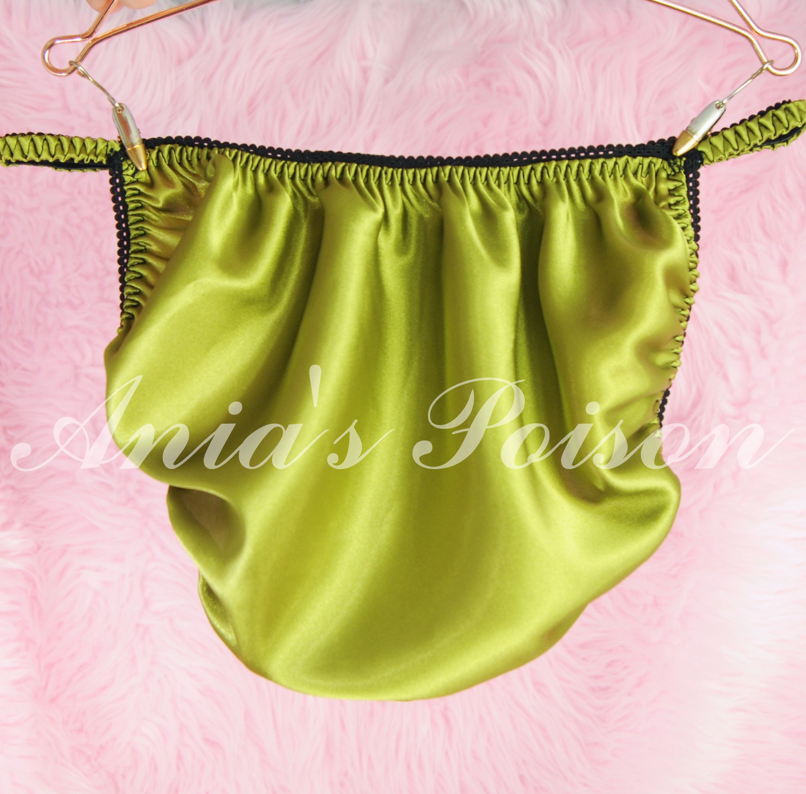 New Sissy Satin Panties Wetlook High Gloss Olive Green Black Etsy
