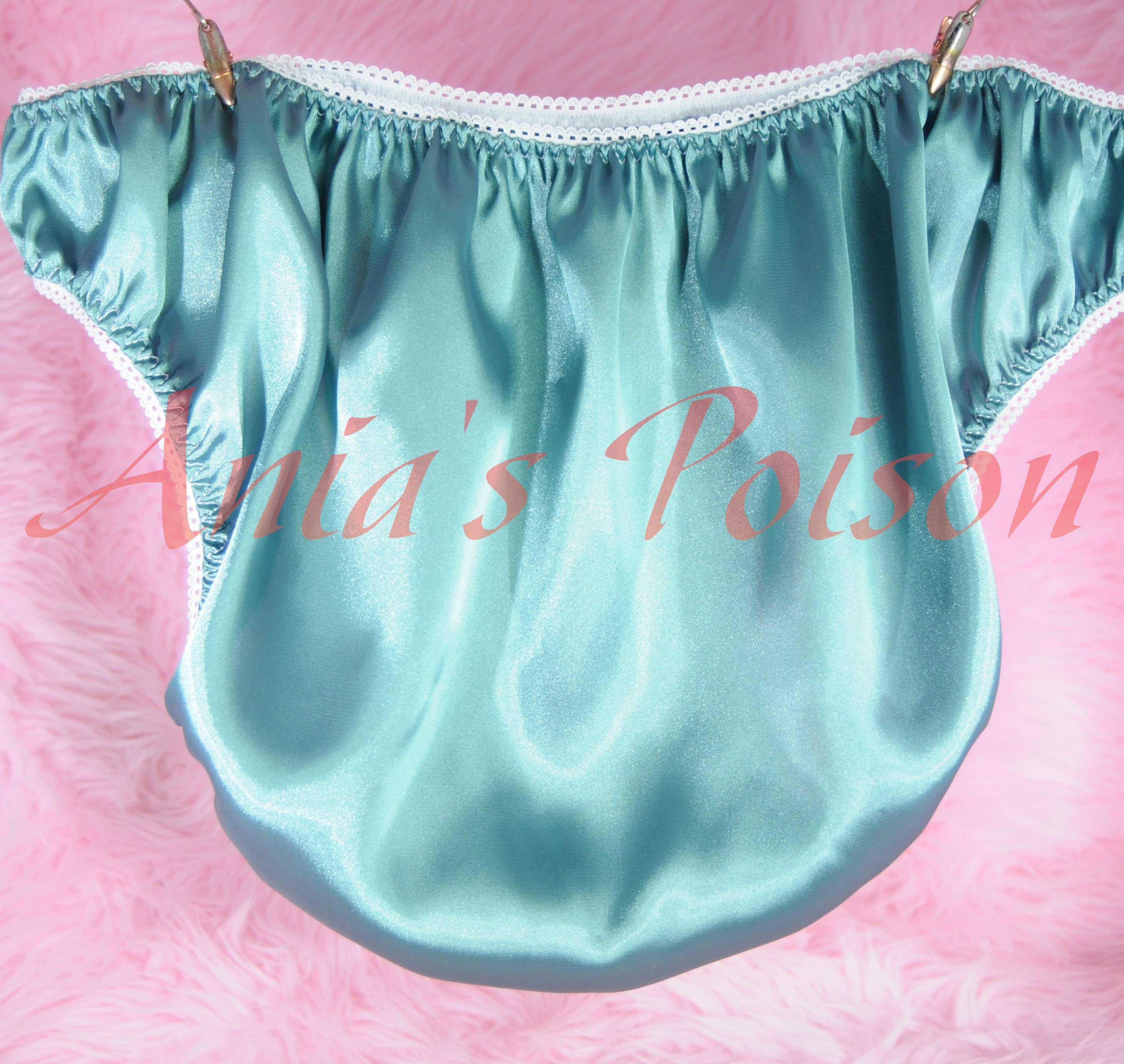 Gorgeous Teal Green Satin Hipster Full Cut Bikini Sissy Etsy