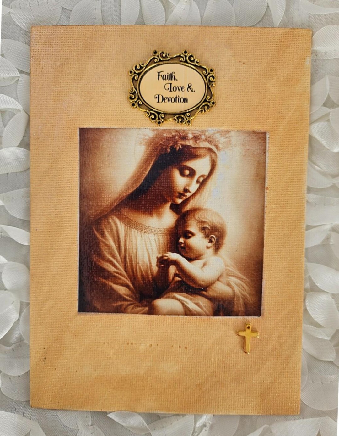 Mary and Baby Jesus Art Print, Handcrafted Mixed Media Religious Icon ...