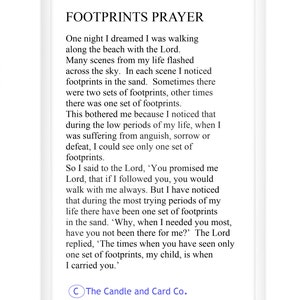 Footprints Prayer, Laminated Prayer Card, Footprints, Footprints Poem ...