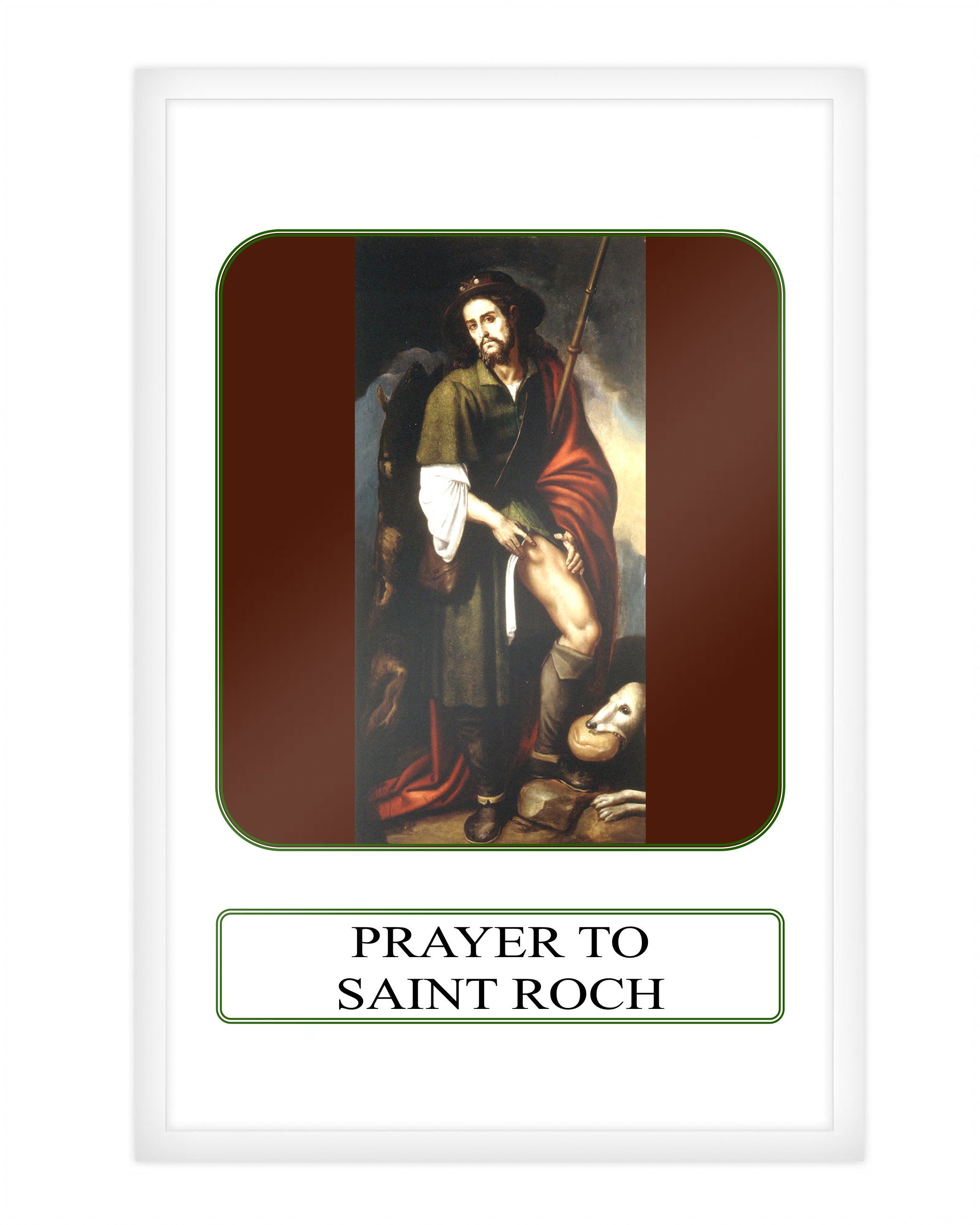 Saint Roch Prayer for the Sick Prayer Card Roch St Roch | Etsy