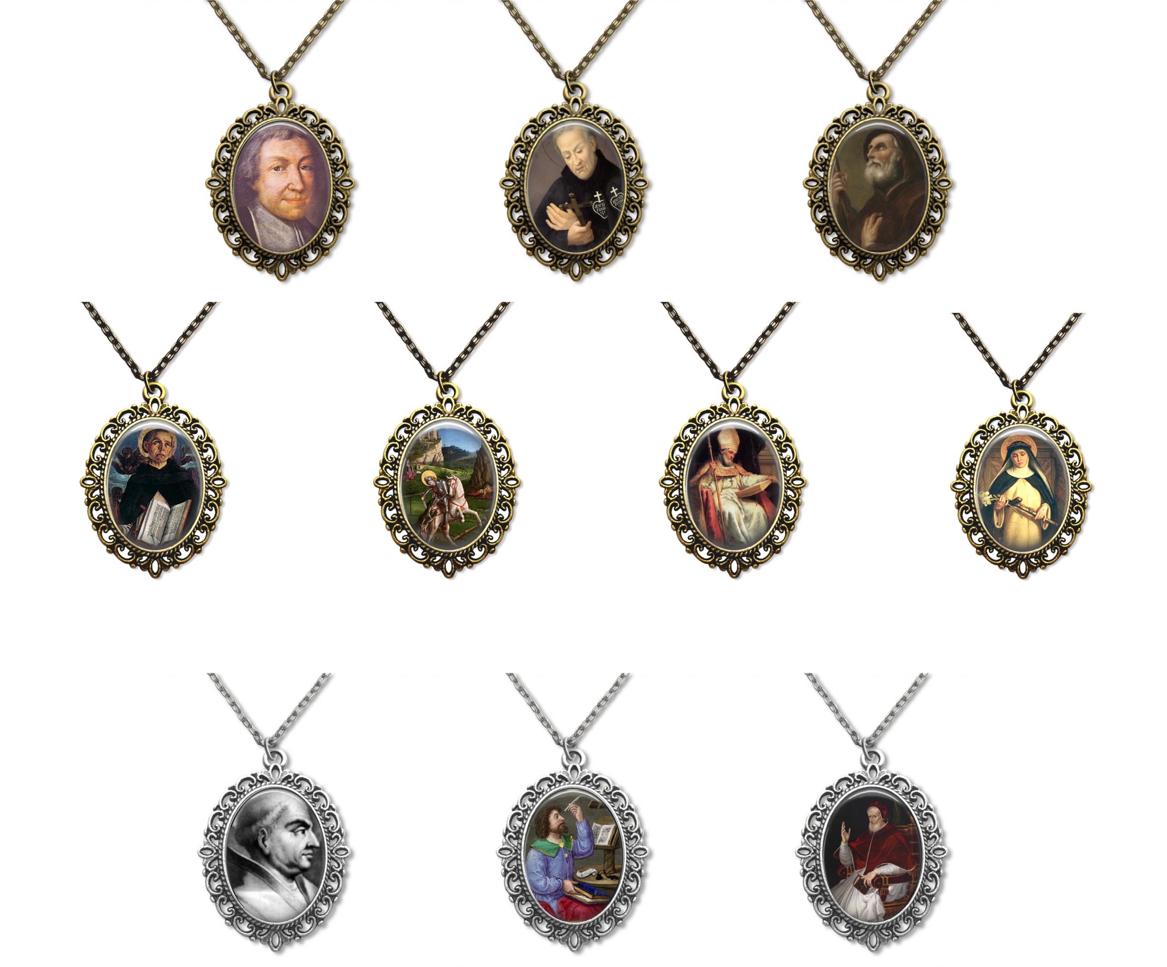 April Saints, Set 10 Religious Medal, Catholic Gift, Catholic Medal ...