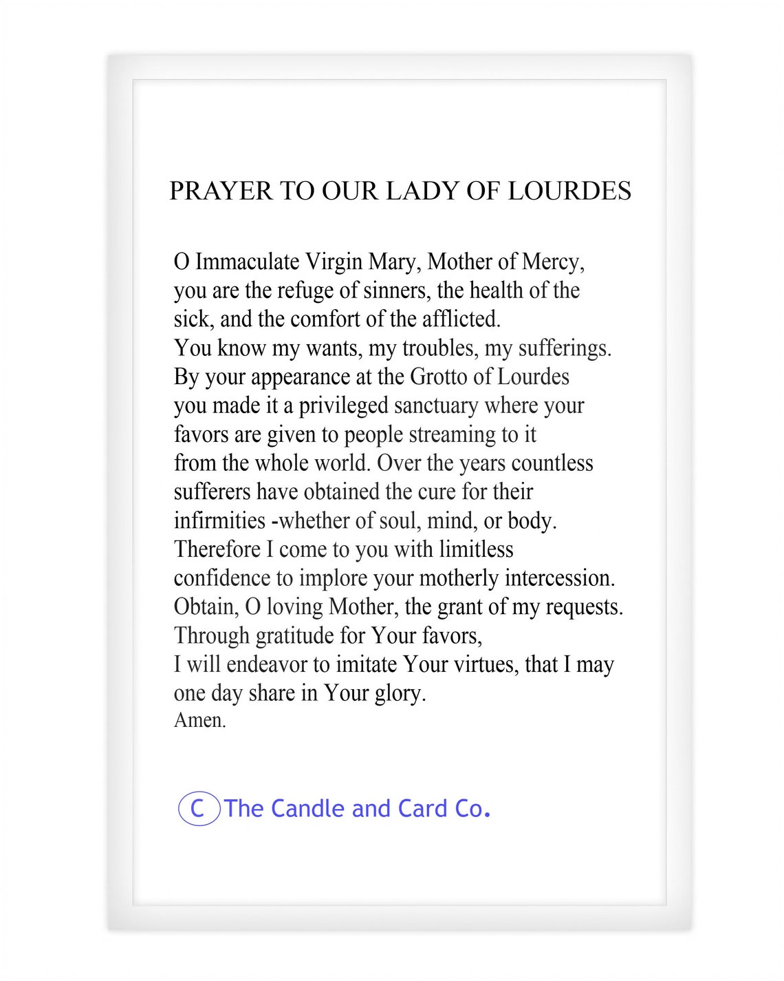 Our Lady of Lourdes Prayer Card Catholic Gifts Religious - Etsy