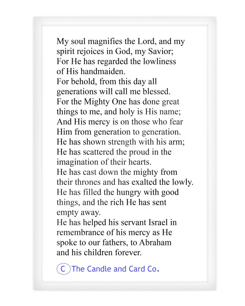 Prayer Card, the Magnificat, Catholic Gift, Religious Prayer, Religious ...