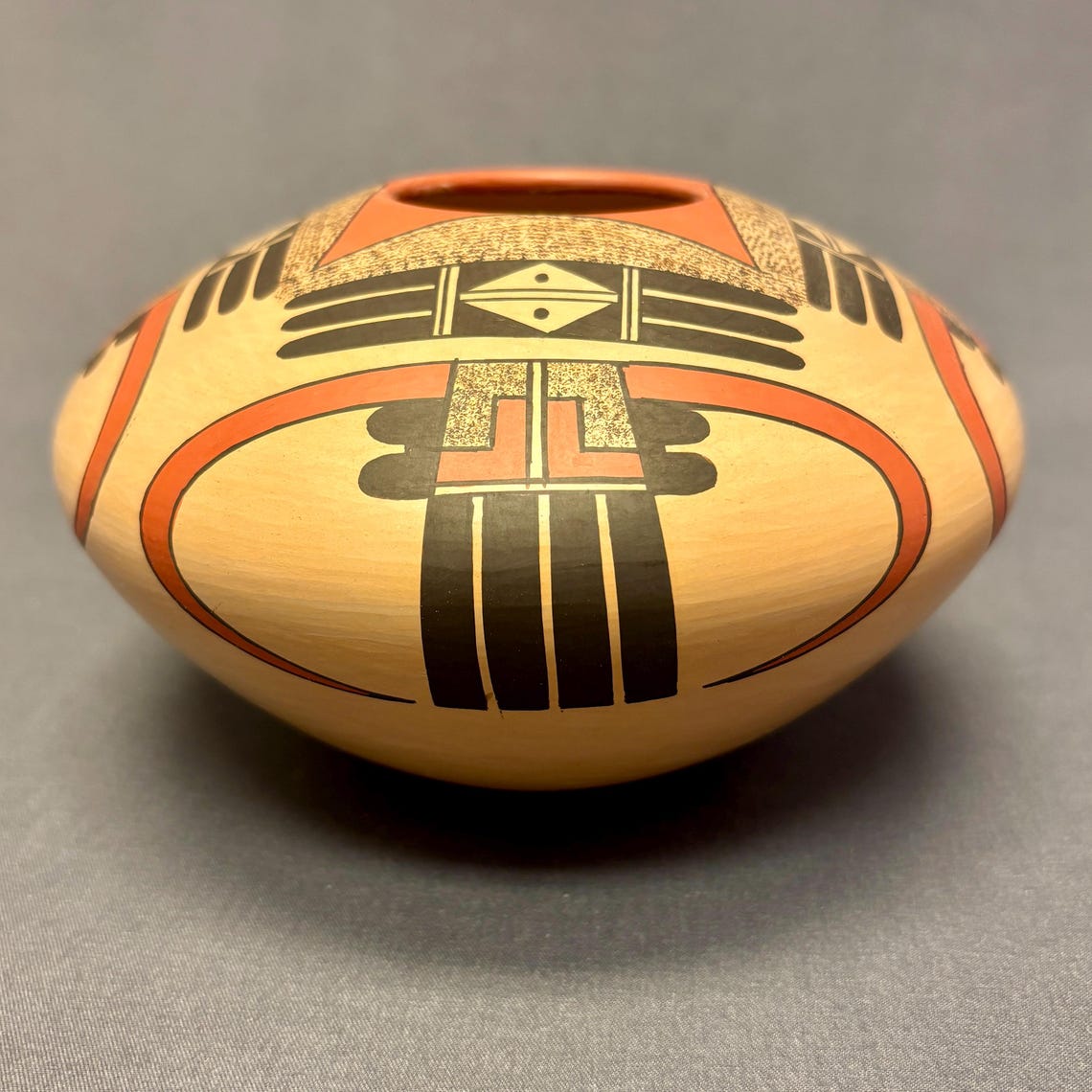 Fawn Garcia Navasie, Hopi Wide Painted Pot With Parrot Tail Design ...