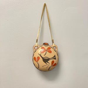 Acoma Pueblo-zia Pottery Canteen on Leather Strap W Roadrunner Design ...