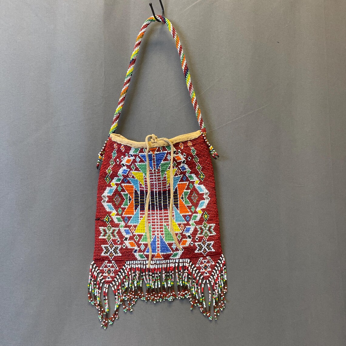Native American Loom Beadwork Purse With Fringe Vintage: Ca. Mid 20th ...