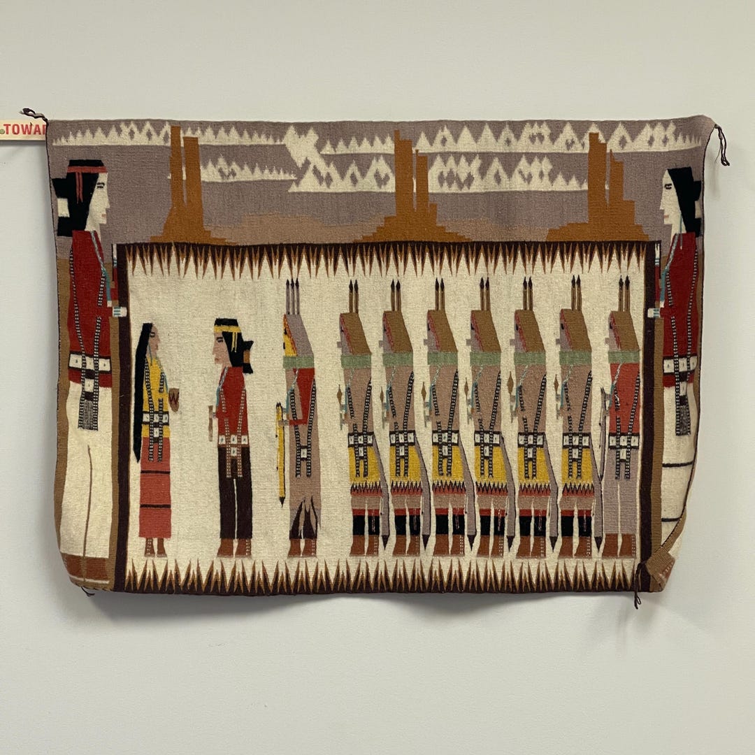 Della Begay Navajo Yeibichai Rug Weaving, Authentic Native American ...