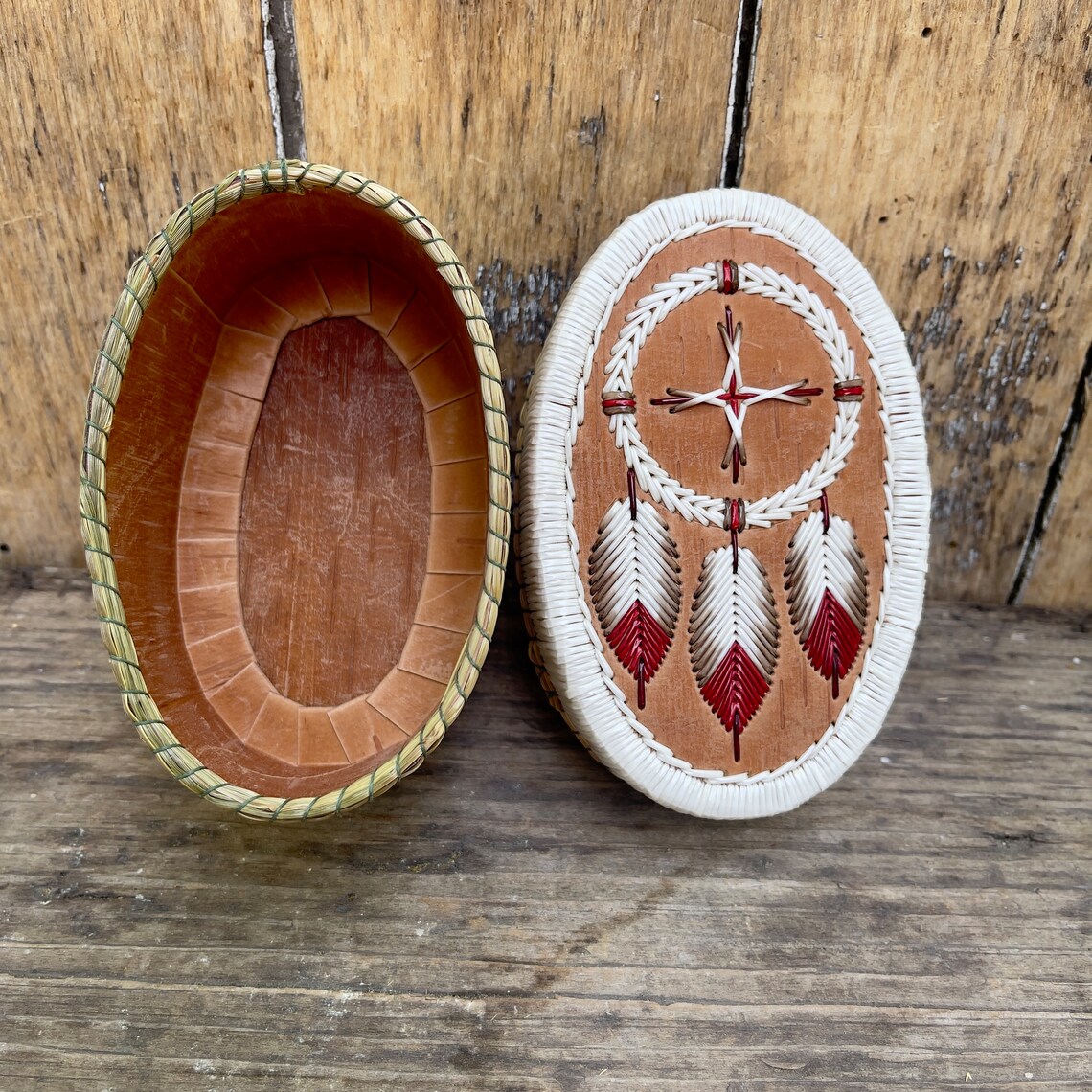 Vintage Native American Porcupine Quill Basket With Medicine Wheel and ...
