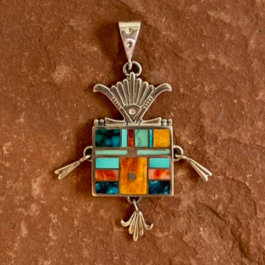 Ray Tracey Signature Piece, Navajo Inlay Yei Figure Pendant With ...
