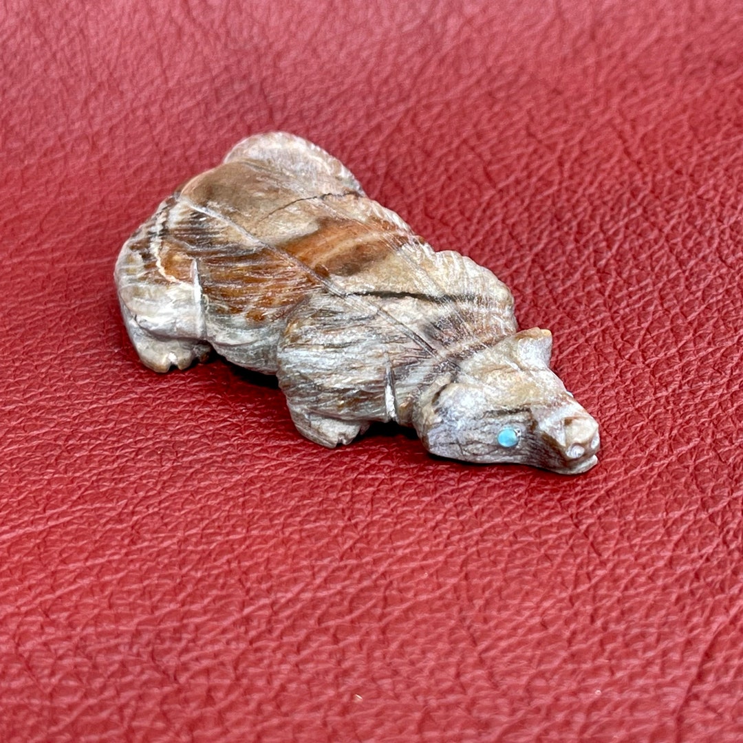 Picasso Marble Badger Fetish by Derrick Kaamasee, Zuni (1/412) - Etsy