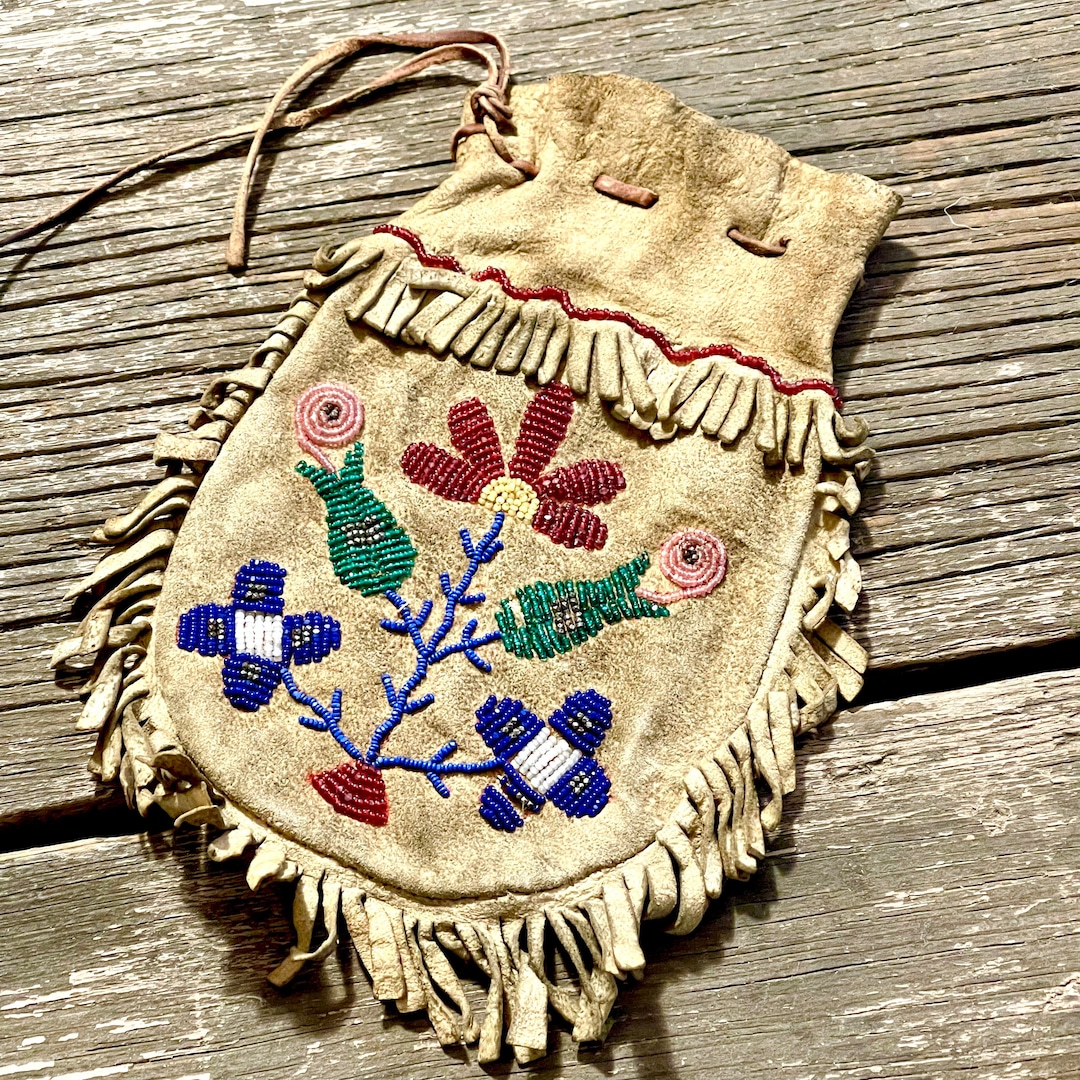 Antique Native American Beaded Bag Santee Sioux Beaded Bag Mid-1800's ...
